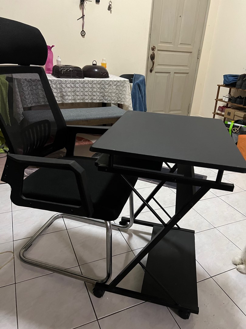 Office chair and computer table, Furniture & Home Living, Furniture ...