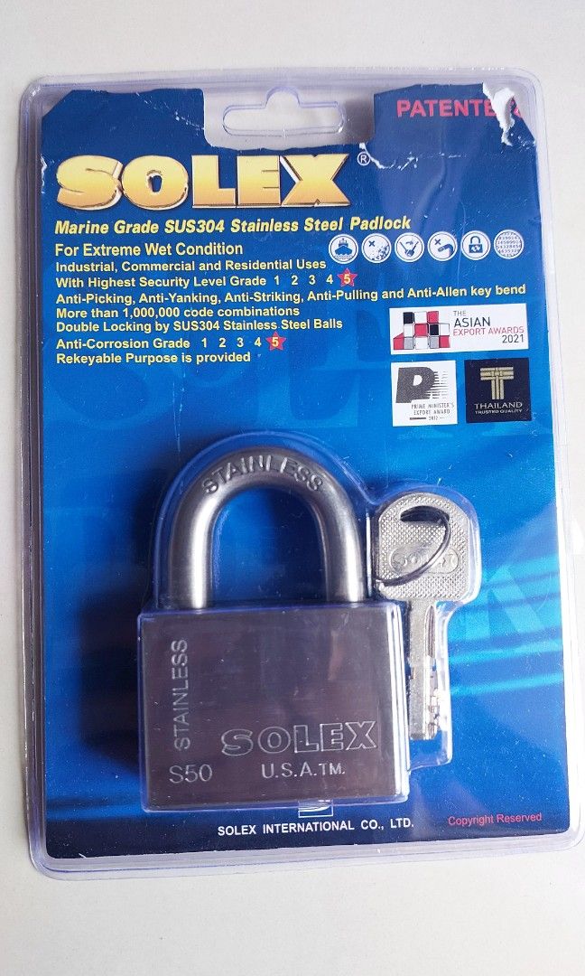 Original Solex 50mm padlock, Furniture & Home Living, Security & Locks ...