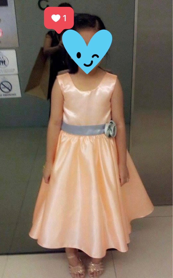 PEACH DRESS GOWN PANG ABAY PANG BIRTHDAY PARTY, Babies & Kids, Babies ...