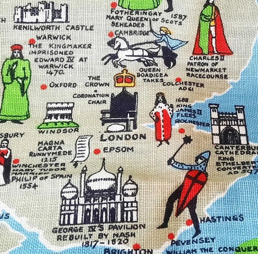 Pure Irish Linen - Map of Royal Britain Tea Towel/ Mini Mat, Furniture ...