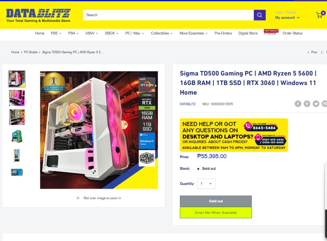 RYZEN 5 5600 1TB SSD/RTX 3060 16GBRAM WITH MANY FREEBIES COMPLETE BOX ...