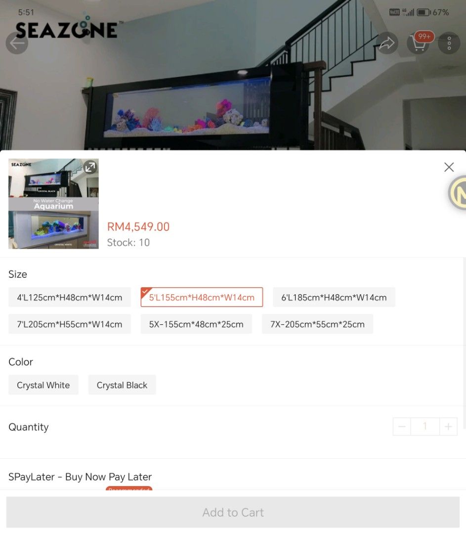 Seazone wall aquarium, Pet Supplies, Homes & Other Pet Accessories on Carousell