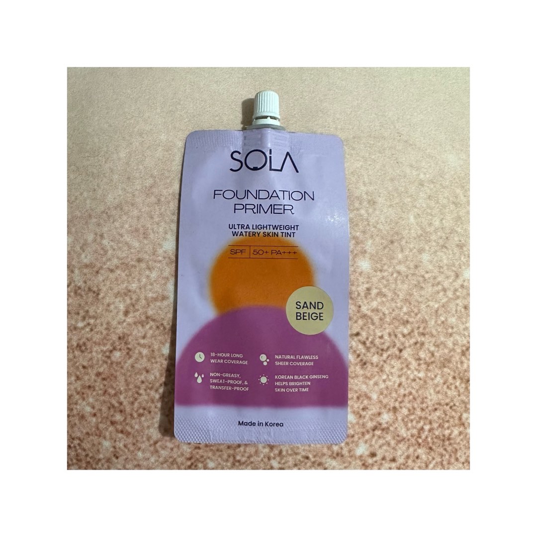 Sola Foundation Primer Mini Sachet in Sand Beige, Beauty & Personal ...