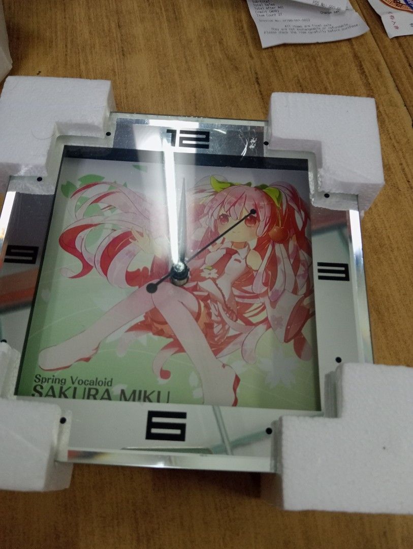 Spring Vocaloid Sakura Miku glass clock, Furniture & Home Living, Home ...