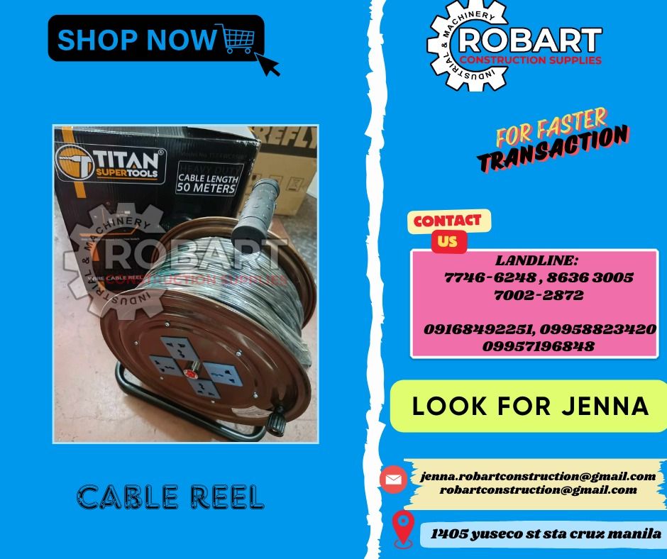 titan cable reel 50meters, Commercial & Industrial, Construction Tools & Equipment on Carousell