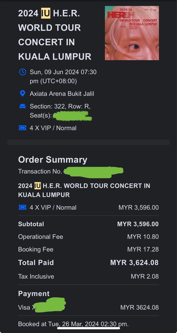 2024 IU H.E.R. WORLD TOUR CONCERT IN KUALA LUMPUR, Tickets & Vouchers ...