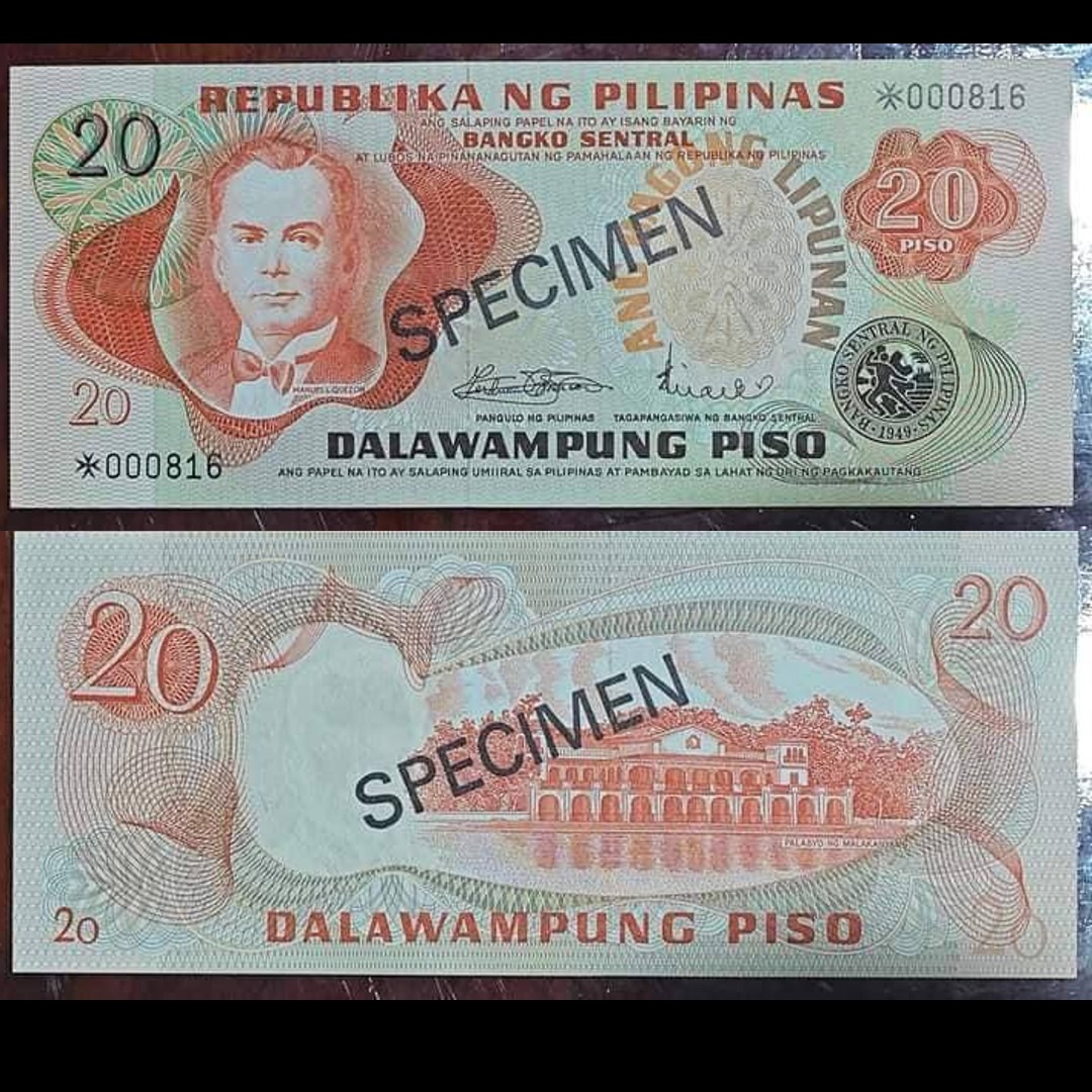 20 pesos Specimen Note Maltese Cross Philippines Uncirculated Clean ...
