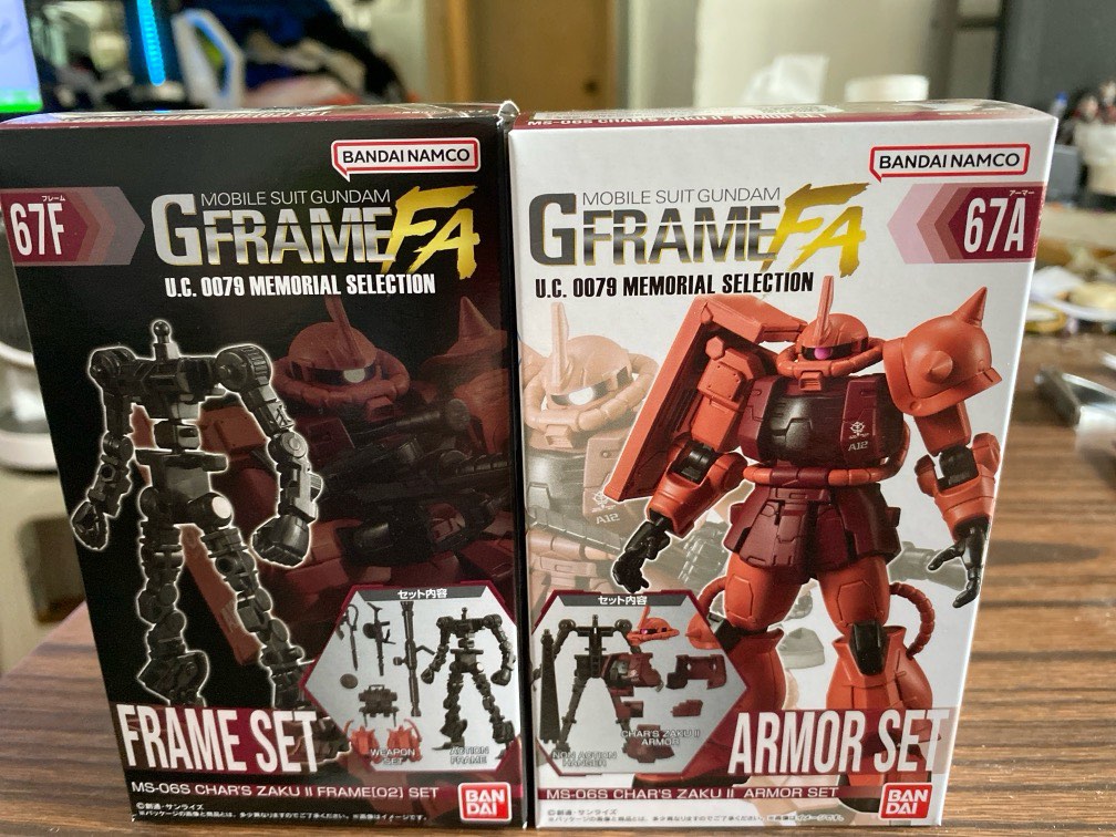 有現貨 G Frame FA 67A & 67F Char 馬沙 Zaku II Frame & Armor set, 興趣及遊戲, 玩具 ...