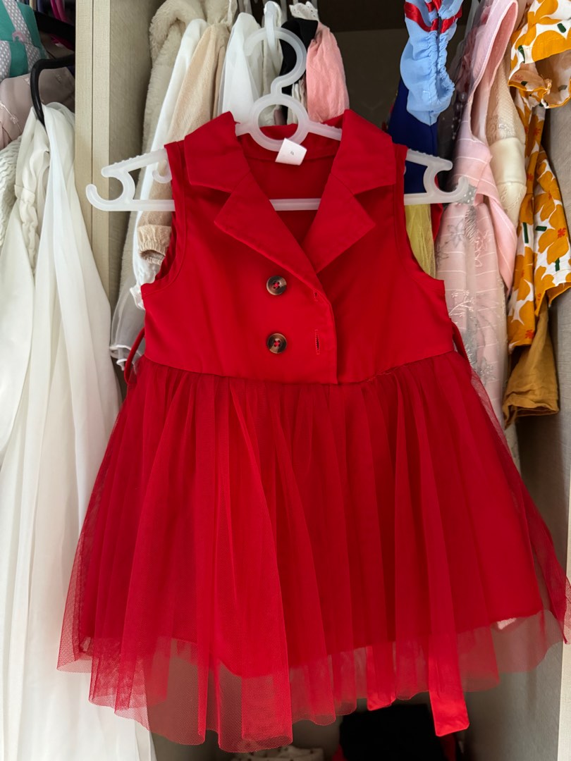 Baby Girl Dress in Red, Babies & Kids, Babies & Kids Fashion on Carousell