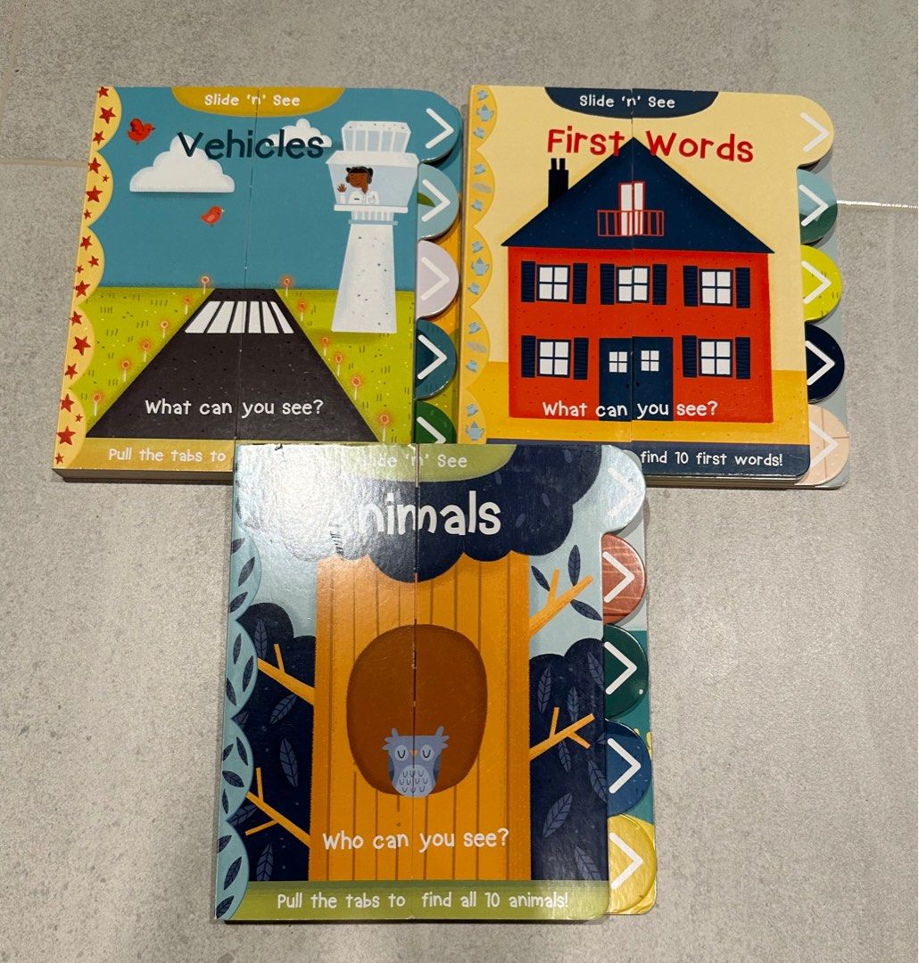 Board Books - Slide n See First Words/ Animals/ Vehicles, Hobbies ...