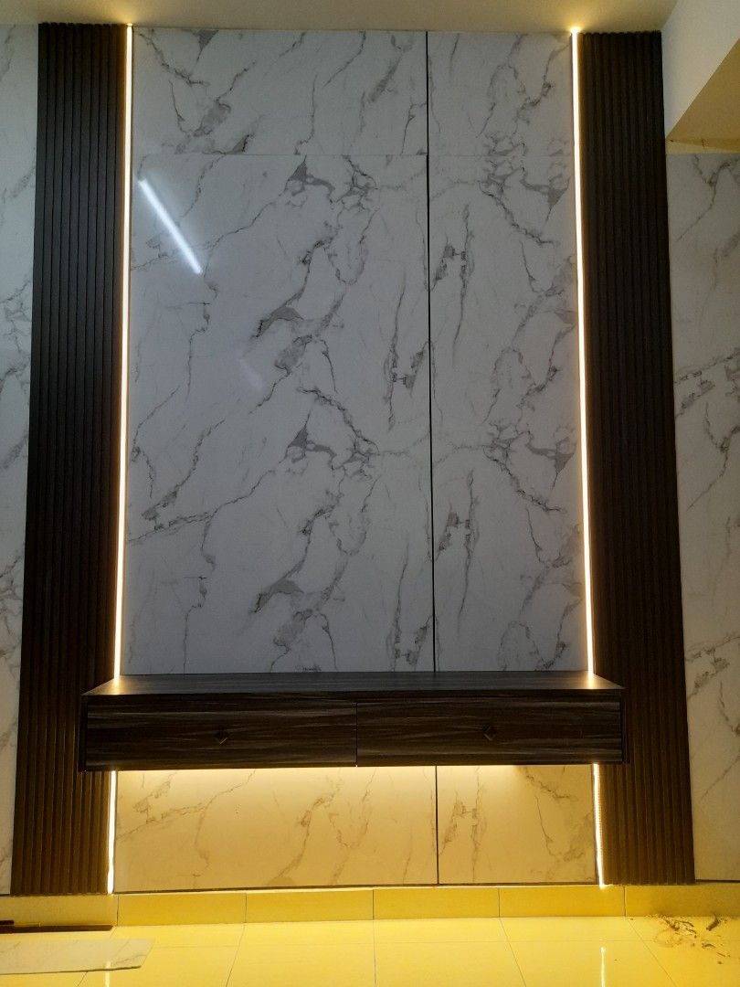 Feature Wall Fluted Floating Drawer Cabinet, Furniture & Home Living ...