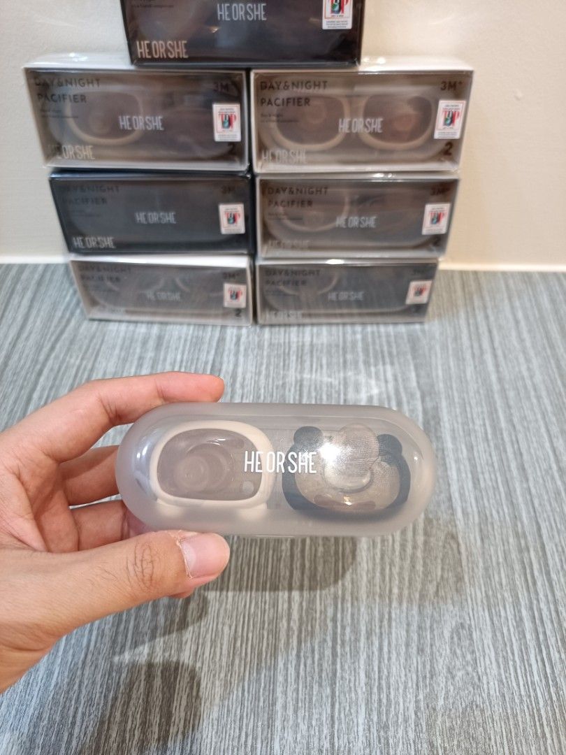 HE OR SHE Day and Night Pacifier (come with storage box), Babies & Kids ...
