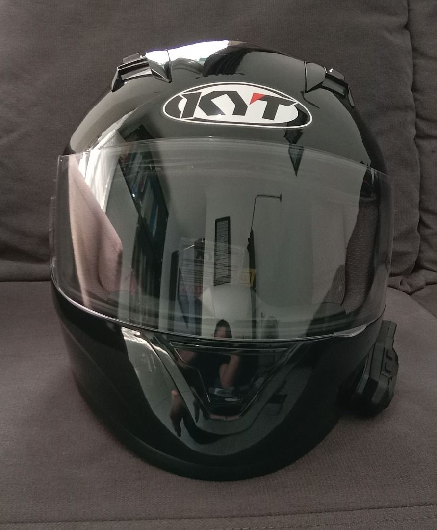 Helm KYT Full Face R10 Black Glossy Plus Intercom (Ukuran XL), Motor di ...