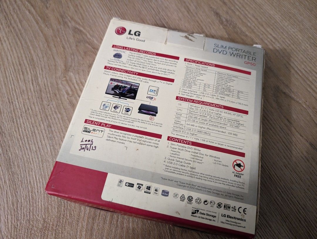 LG Slim Portable CD/DVD Writer Reader, Computers & Tech, Office ...