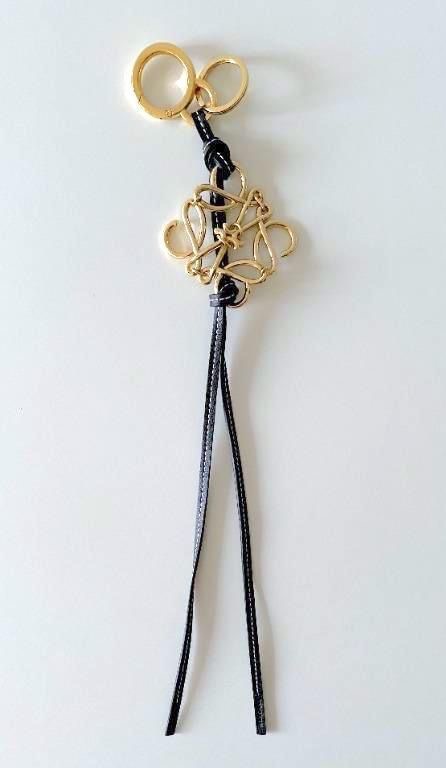 LOEWE Anagram Charm + Keychain with Black Leather Straps, Luxury ...