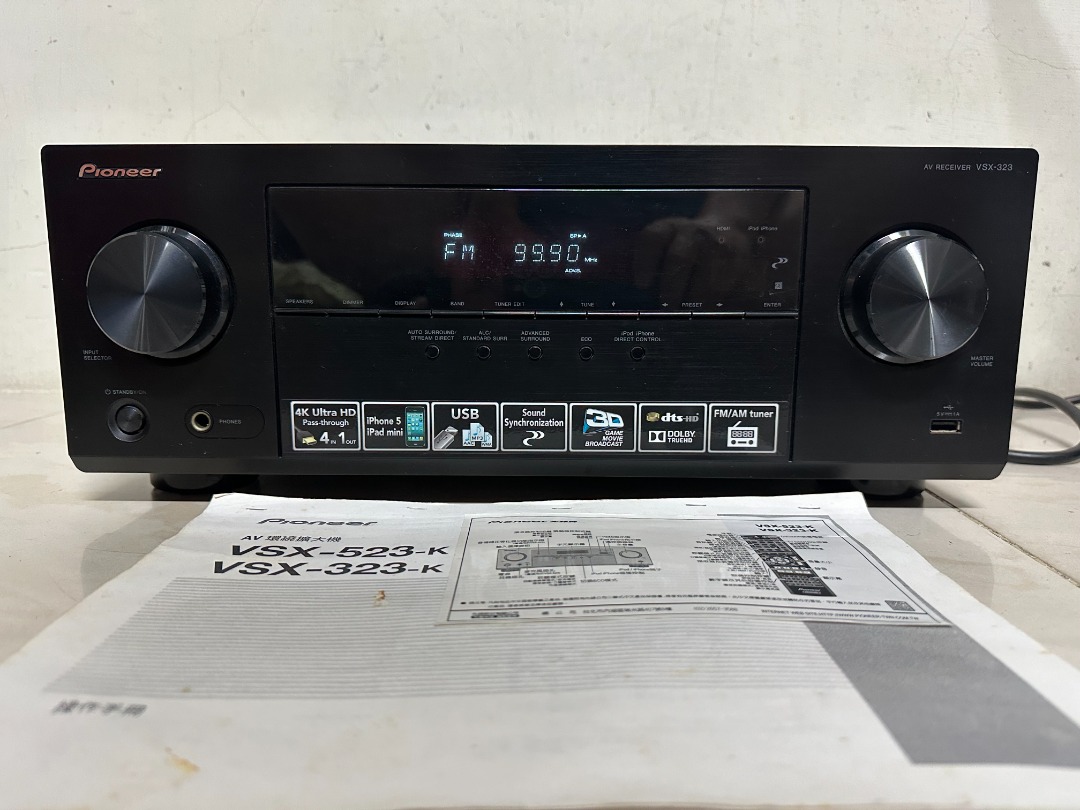 PIONEER VSX 323 4K /usb/藍光/收音劇院/AV擴大機 5.1聲道 有全新副廠遙控器, 耳機及錄音音訊設備, 音樂播放裝置 ...
