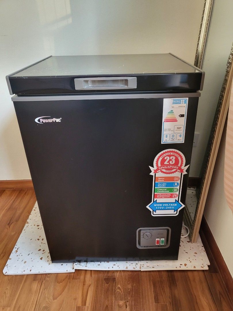 Powerpac chest freezer PPFZ100 Black, TV & Home Appliances, Kitchen ...