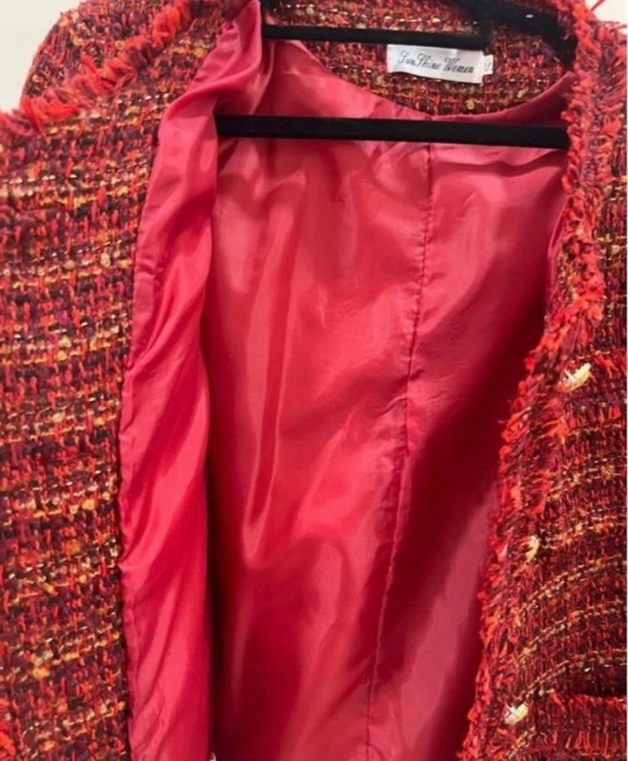 Red tweed jacket, Women's Fashion, Coats, Jackets and Outerwear on ...
