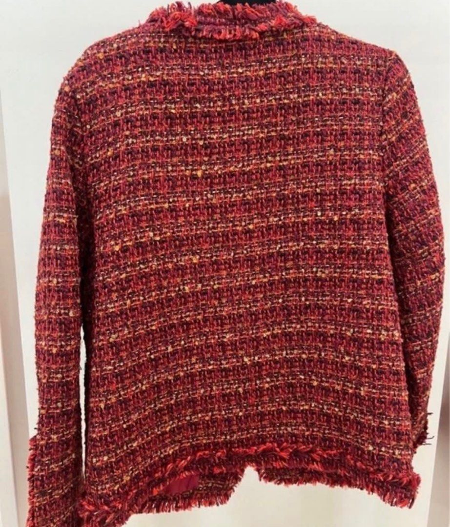 Red tweed jacket, Women's Fashion, Coats, Jackets and Outerwear on Carousell