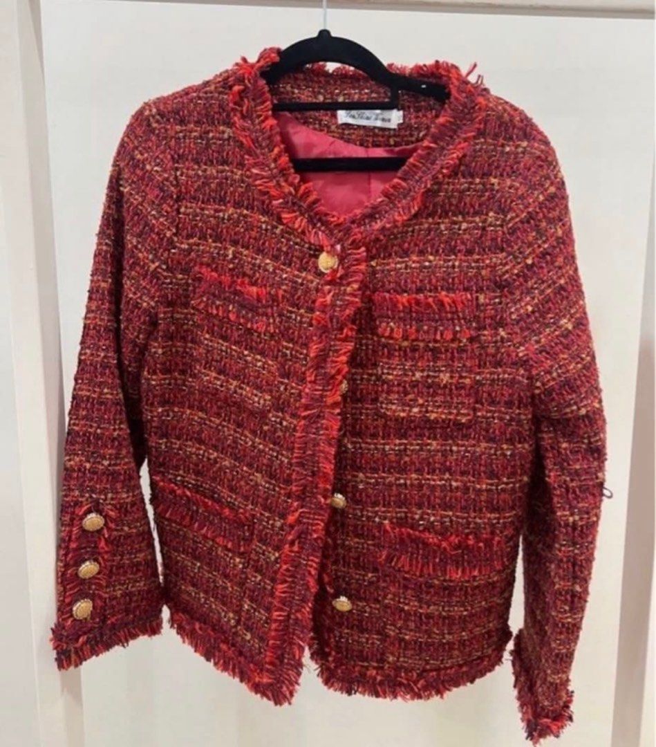 Red tweed jacket, Women's Fashion, Coats, Jackets and Outerwear on ...
