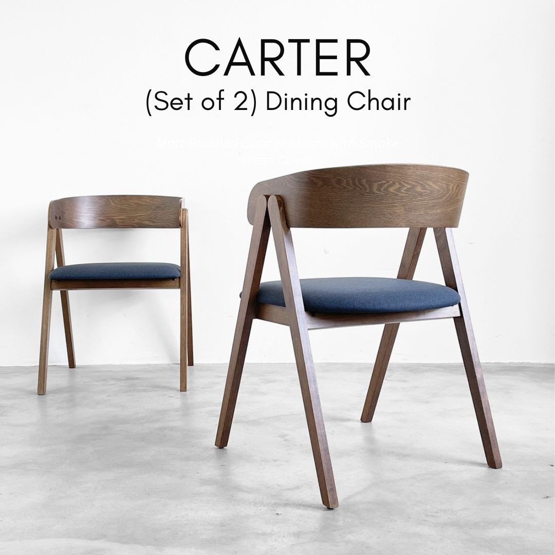 (Set of 2) CARTER Dining Chair (Solid Oak + Challis Fabric) - Free ...