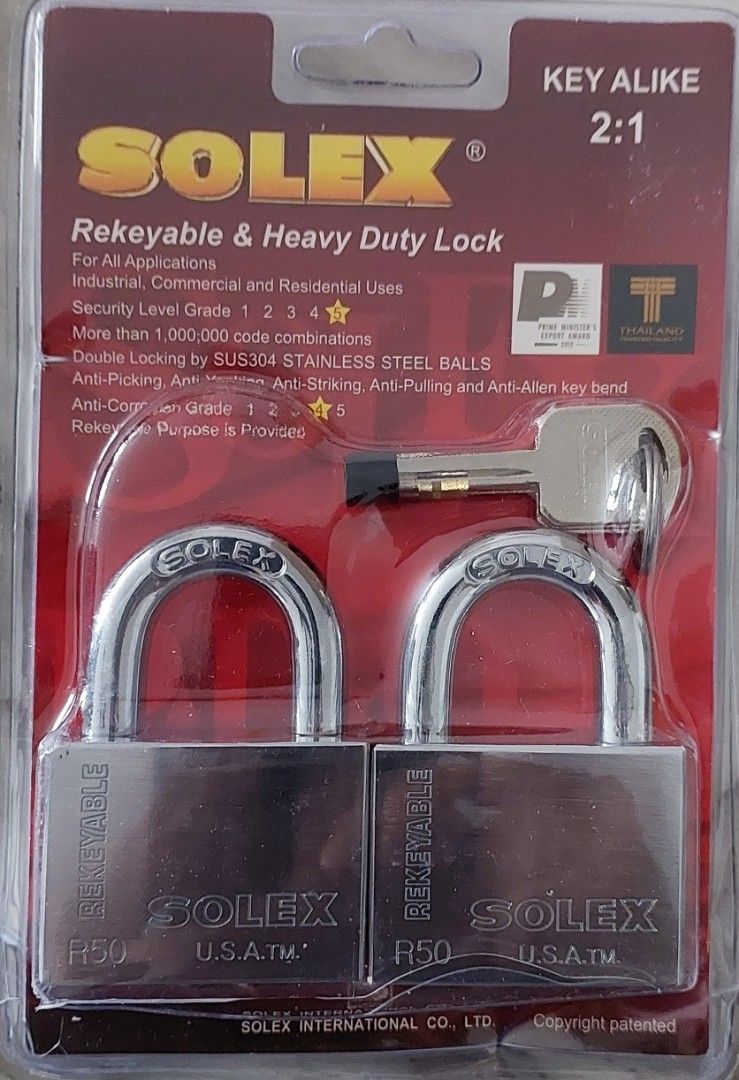 Solex 50mm 2padlocks set, Furniture & Home Living, Security & Locks ...