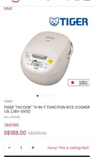 Tiger 4-in-1 "Tacook" rice cooker (JAJ-A55S), TV & Home Appliances ...