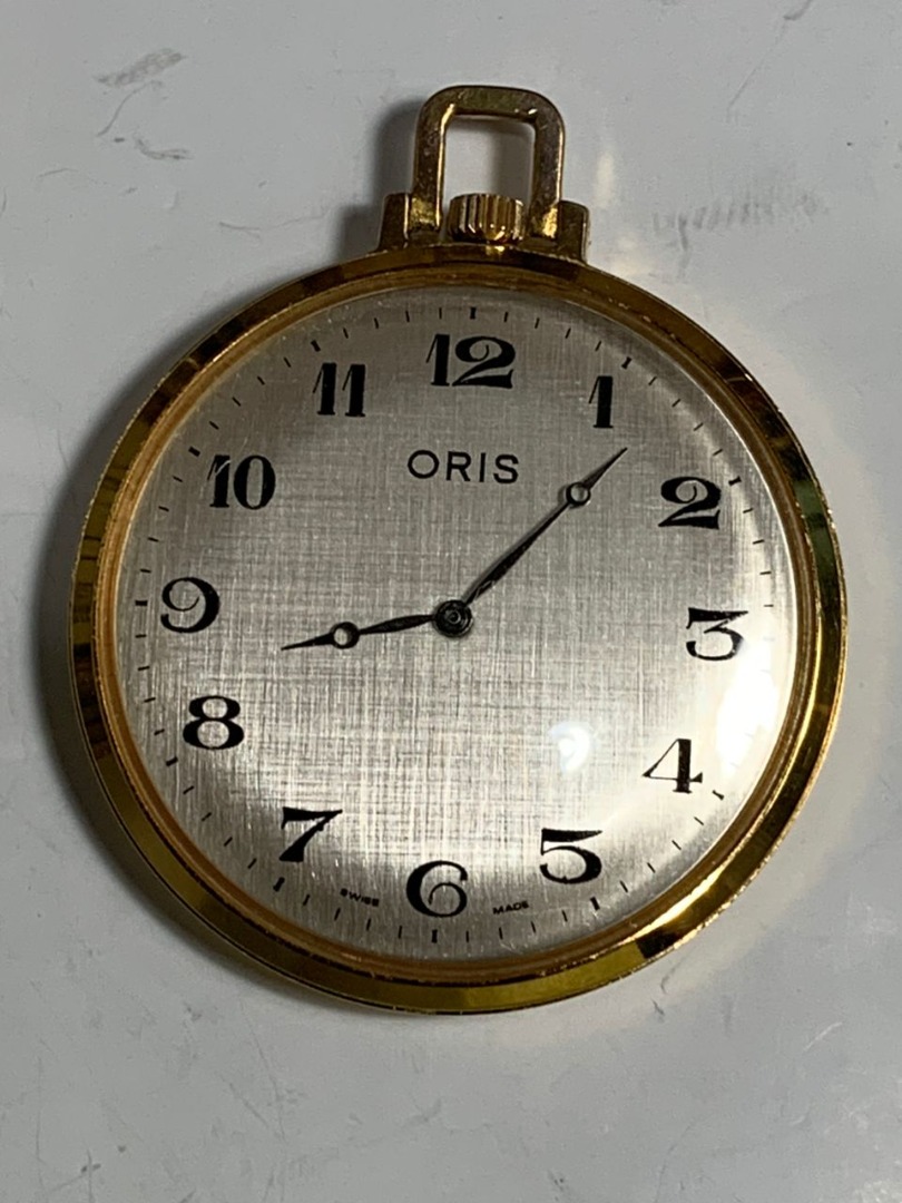 Vintage Swiss Made Oris Anti-Shock 10 Microns Gold Plated Pocket Watch ...