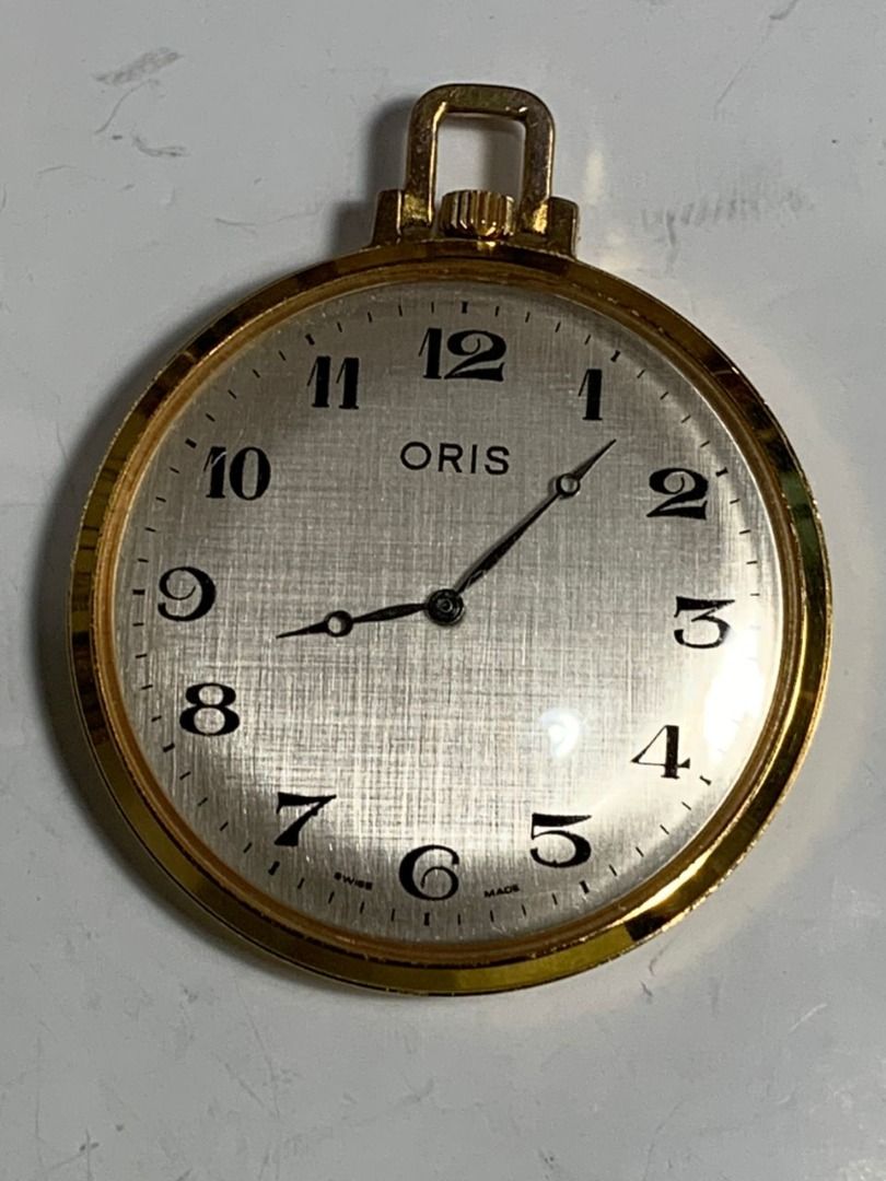 Vintage Swiss Made Oris Anti-Shock 10 Microns Gold Plated Pocket Watch ...