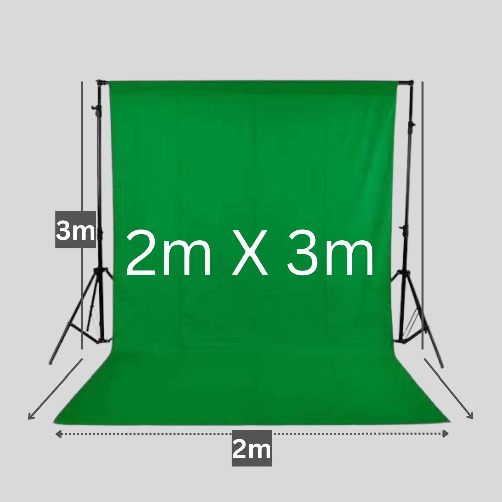 2x3m Green Screen Muslin High Quality Cloth with Stitched Pocket Easy ...