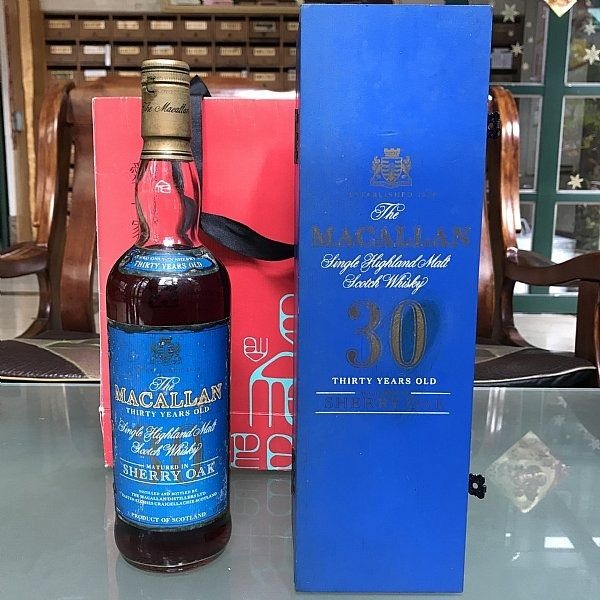 實體店高價求購 麥卡倫 天藍 30年 The Macallan 30 Year Old Sherry Oak Blue Box, 嘢食 & 嘢 ...