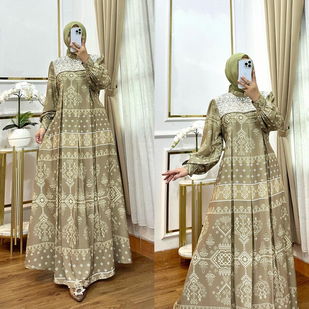 Arabian mix lace putih dress, Fesyen Wanita, Muslim Fashion, Gaun di ...