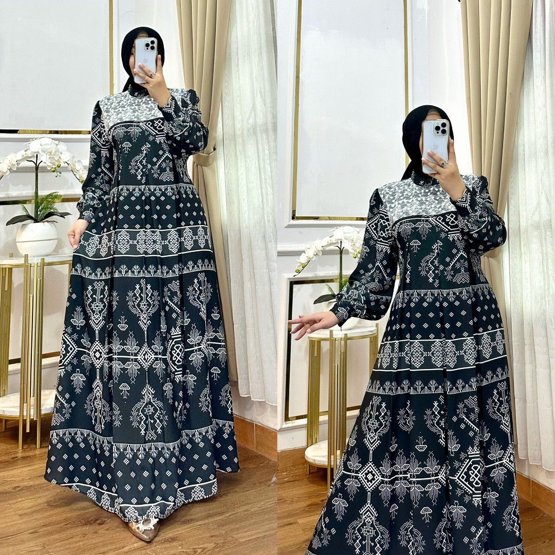 Arabian mix lace putih dress, Fesyen Wanita, Muslim Fashion, Gaun di ...