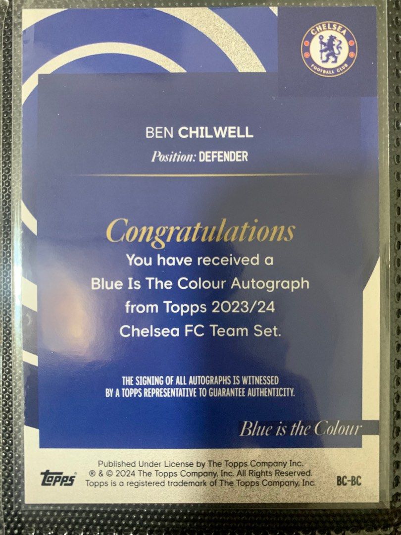 Ben Chilwell Blue Is The Colour Autograph, Hobbies & Toys, Collectibles ...