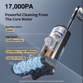 Simplus Wet Dry Mop Vacuum Cleaner 3-In-1 Cordless S-Clean V1 Smart ...