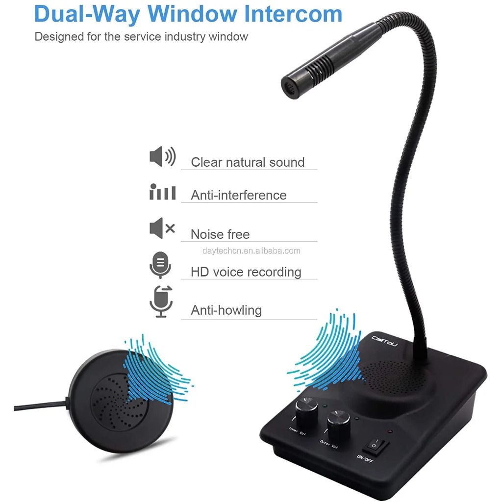 DAYTECH WI07 WI08 Window Speaker Intercom System,Dual-Way Counter Intercom System for Business ...