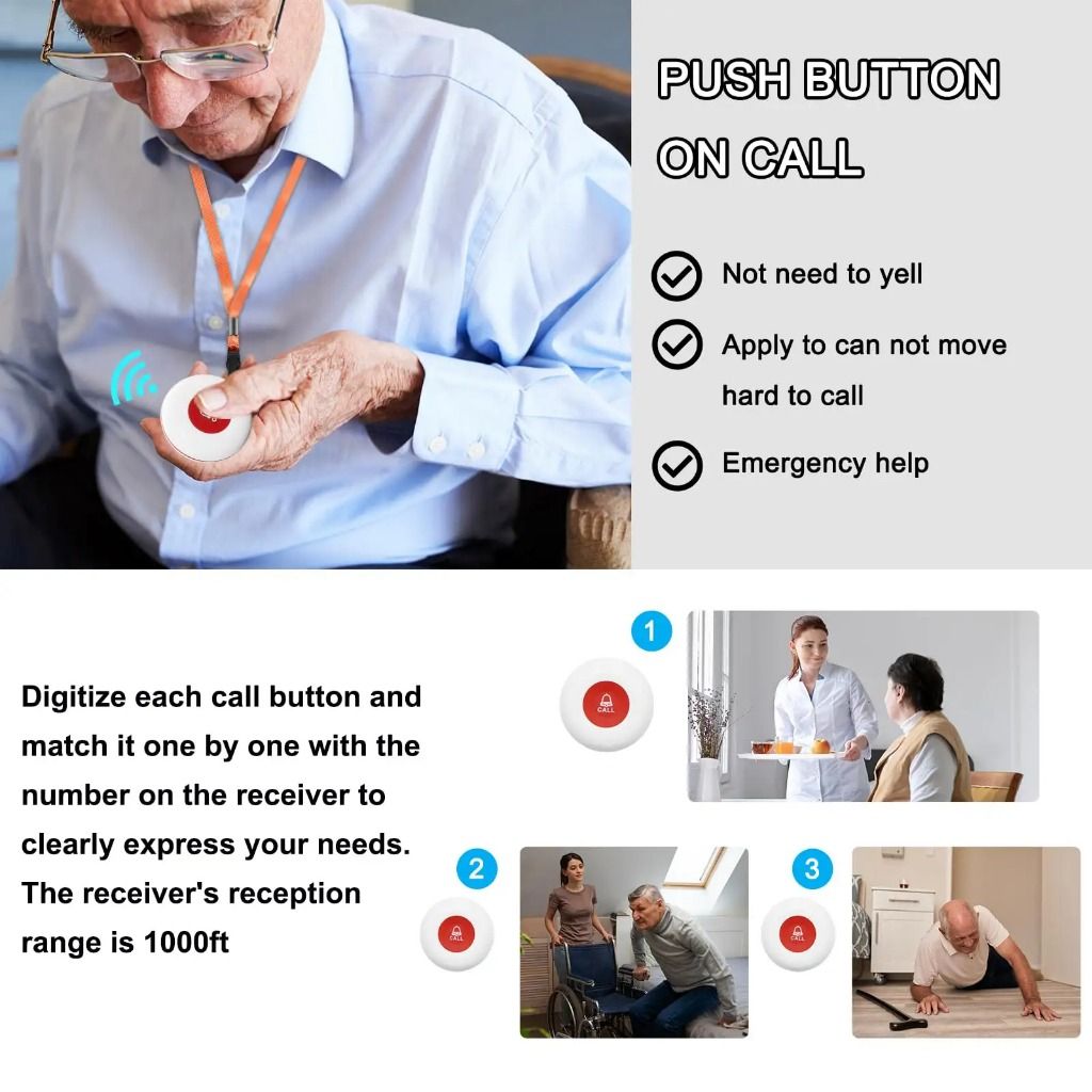 DAYTECH Wireless Call system Model E-P4 Waiter Call Bell Button Pager ...