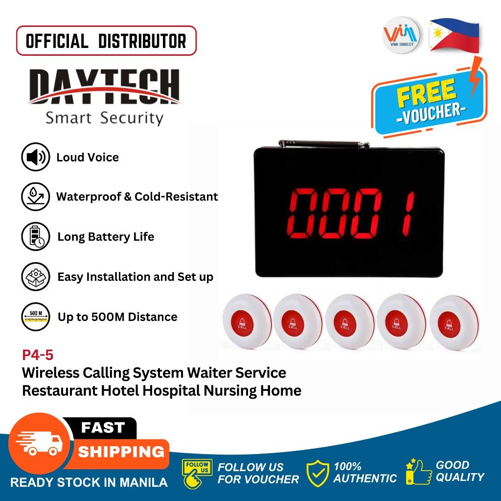 DAYTECH Wireless Call system Model E-P4 Waiter Call Bell Button Pager For Restaurant,Hospital ...