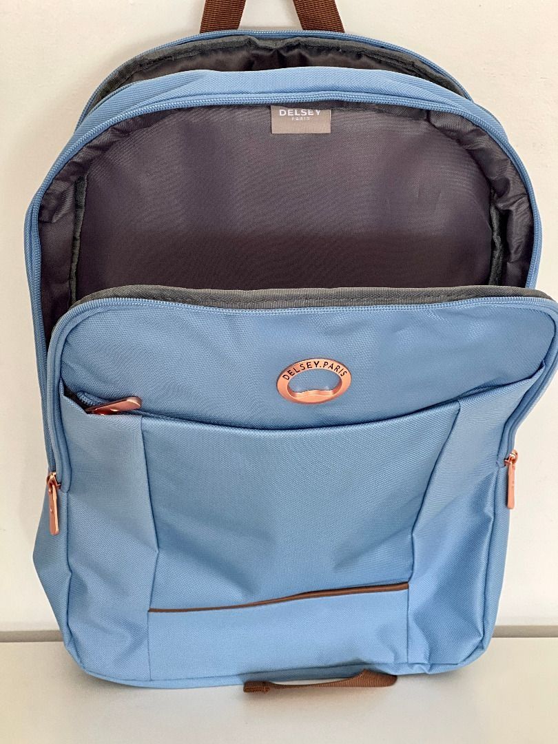 DELSEY PARIS RAMEY SKY BLUE LUGGAGE TRAVEL WORK LAPTOP BACKPACK BAG ...