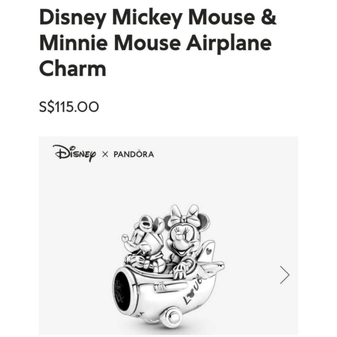 Disney Mickey Mouse & Minnie Mouse Airplane Charm 790108C00, Men's ...