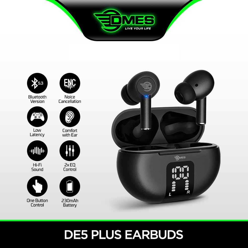 Dmes DE5 Plus Wireless Earphone Bluetooth with Stereo TWS 5.3 Bluetooth Earbud, Audio, Earphones ...