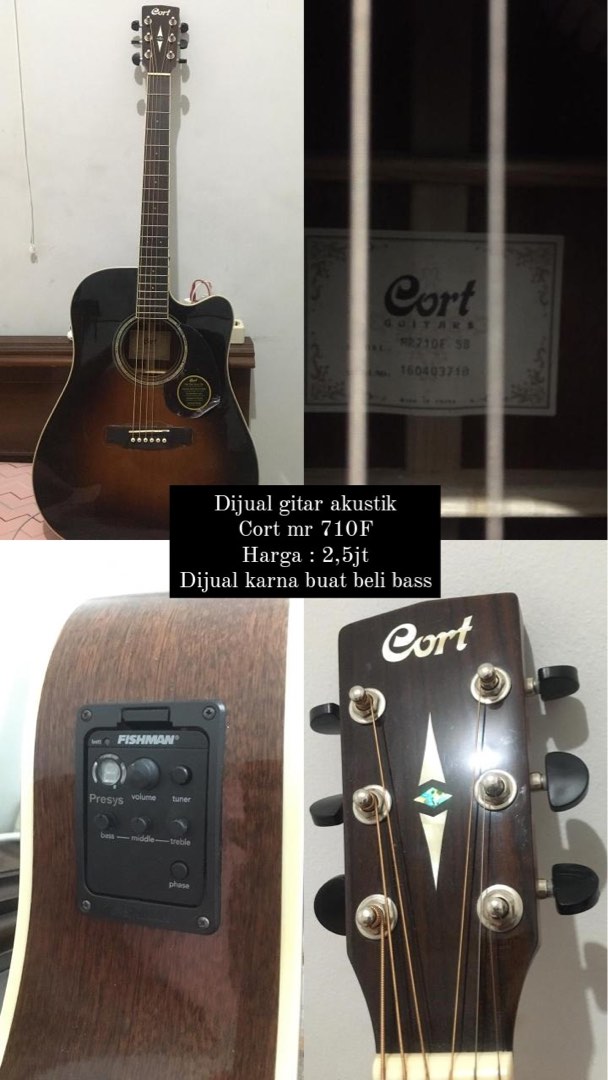 Gitar Akustik Cort mr 710F (nego sampai jadi), Musik & Media, Alat di Carousell