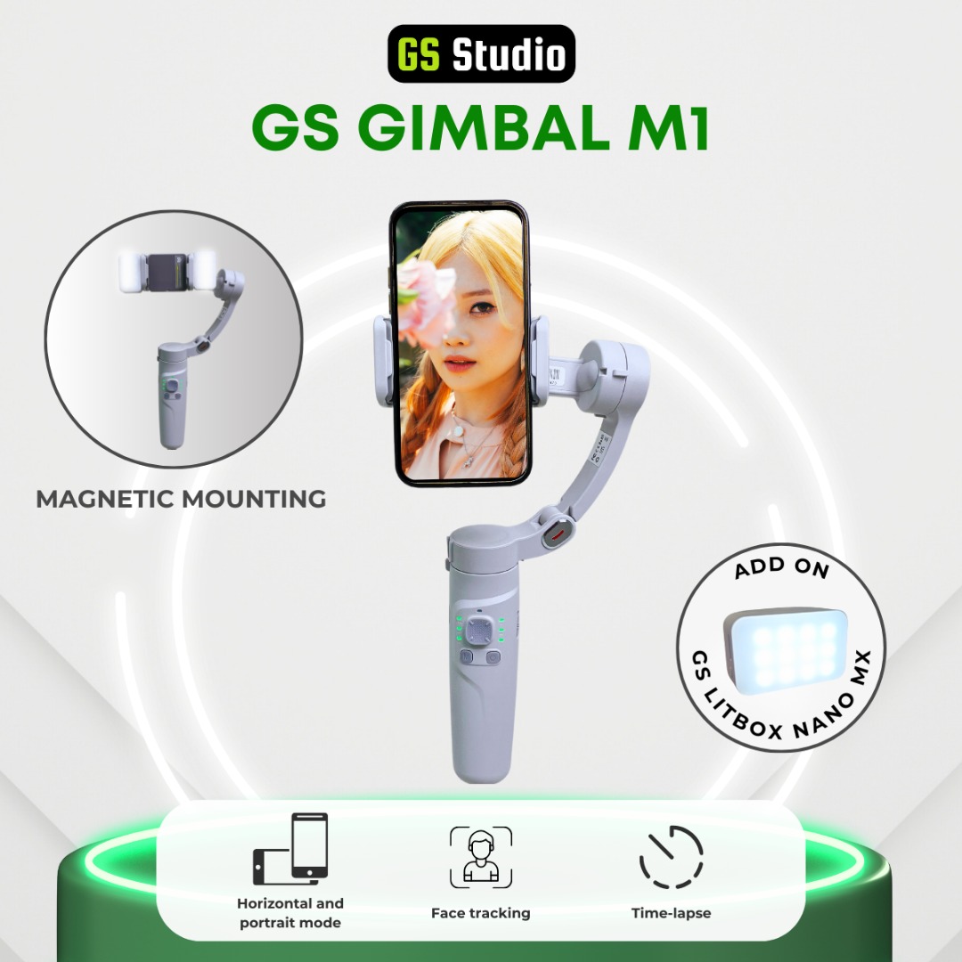 GS M1 3 AXIS GIMBAL SMARTPHONE STABILIZER RECHARGEABLE WITH FACE ...
