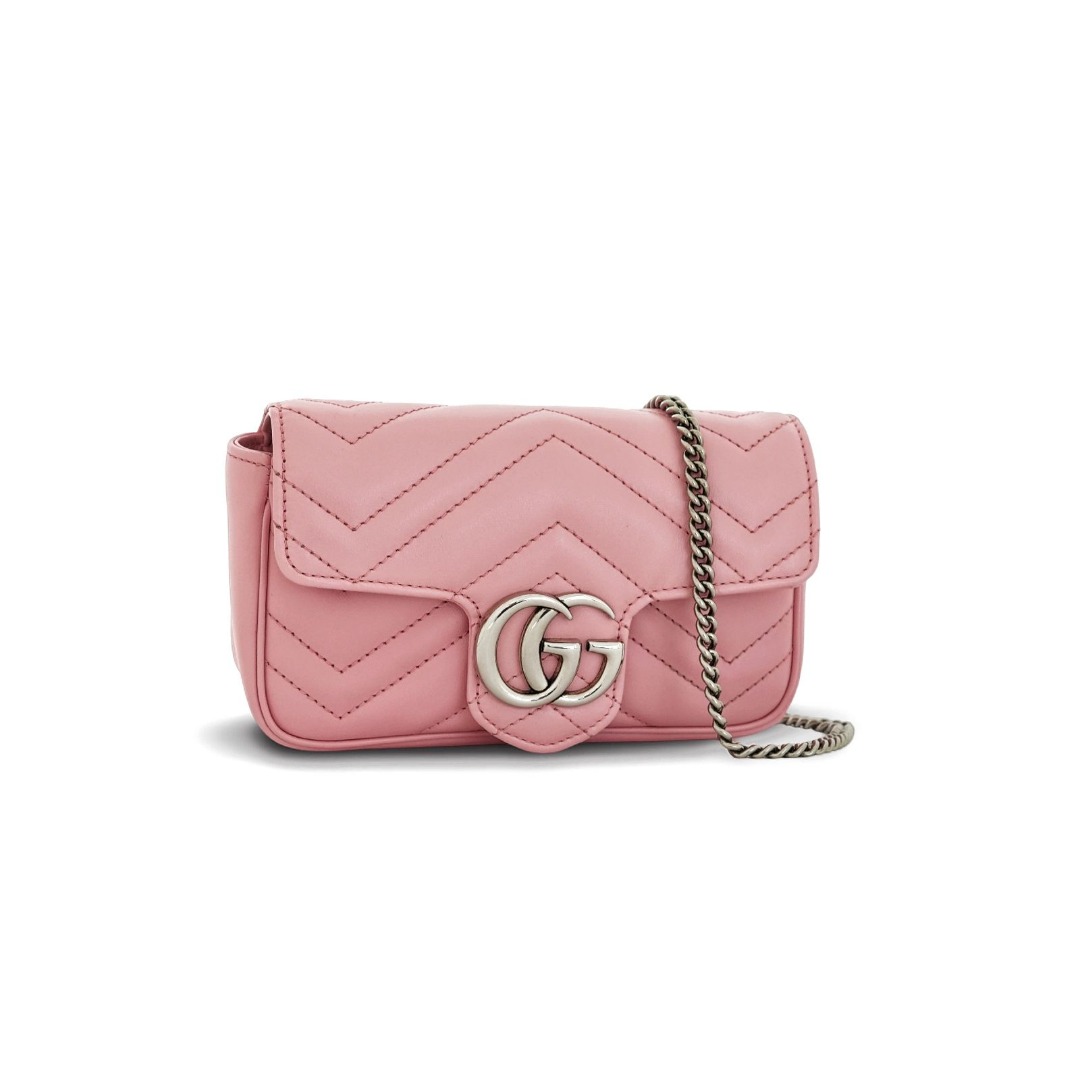 GUCCI Marmont Super Mini Pink Silver Hardware 2023 (17x5x10) comes with ...