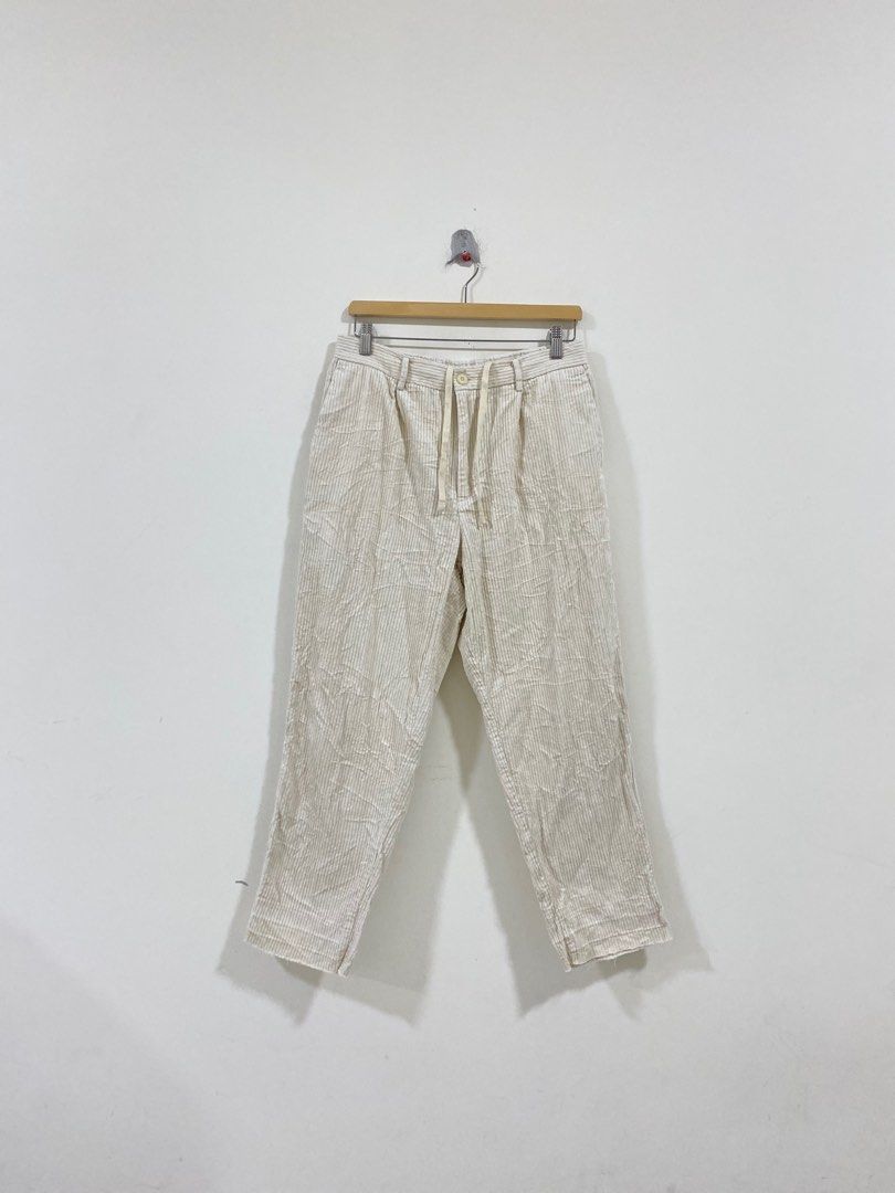 GU/Uniqlo Corduroy Cream Ankle Pantsy, Men's Fashion, Bottoms, Trousers ...