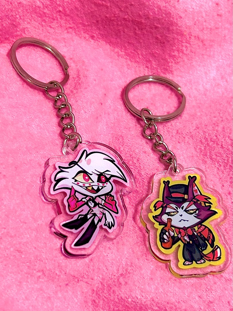Hazbin Hotel Angel Dust and Husk Acrylic Keychain, Hobbies & Toys ...