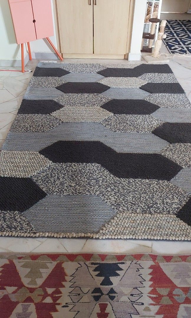 Ikea KOLLUND rug, flatwoven, handmade grey, 170x240 cm, NP RM 1600 ...