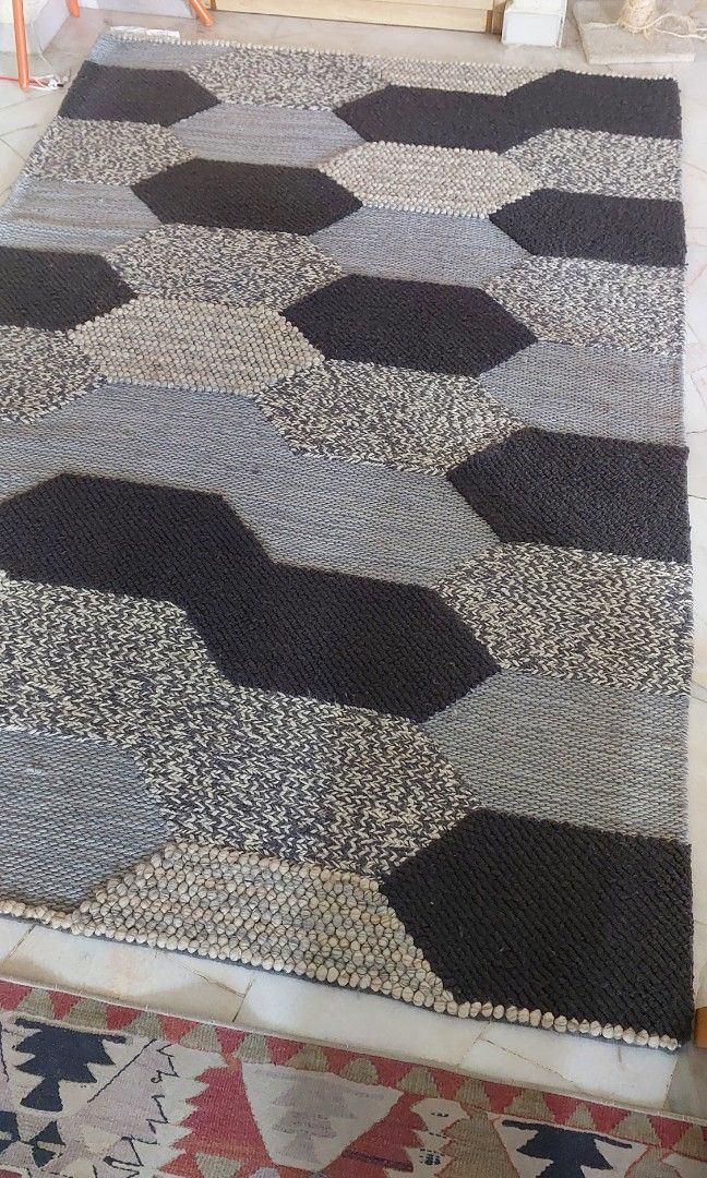 Ikea KOLLUND rug, flatwoven, handmade grey, 170x240 cm, NP RM 1600 ...