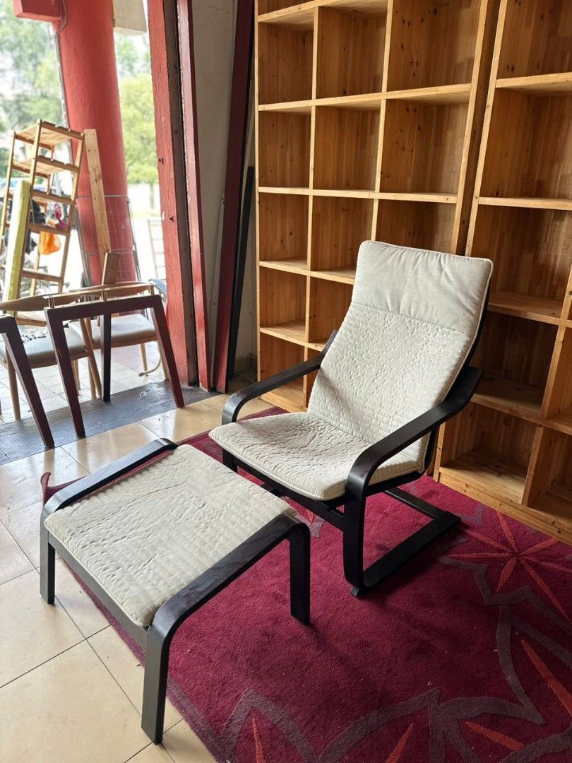 Ikea Poang with stool, Furniture & Home Living, Furniture, Chairs on ...