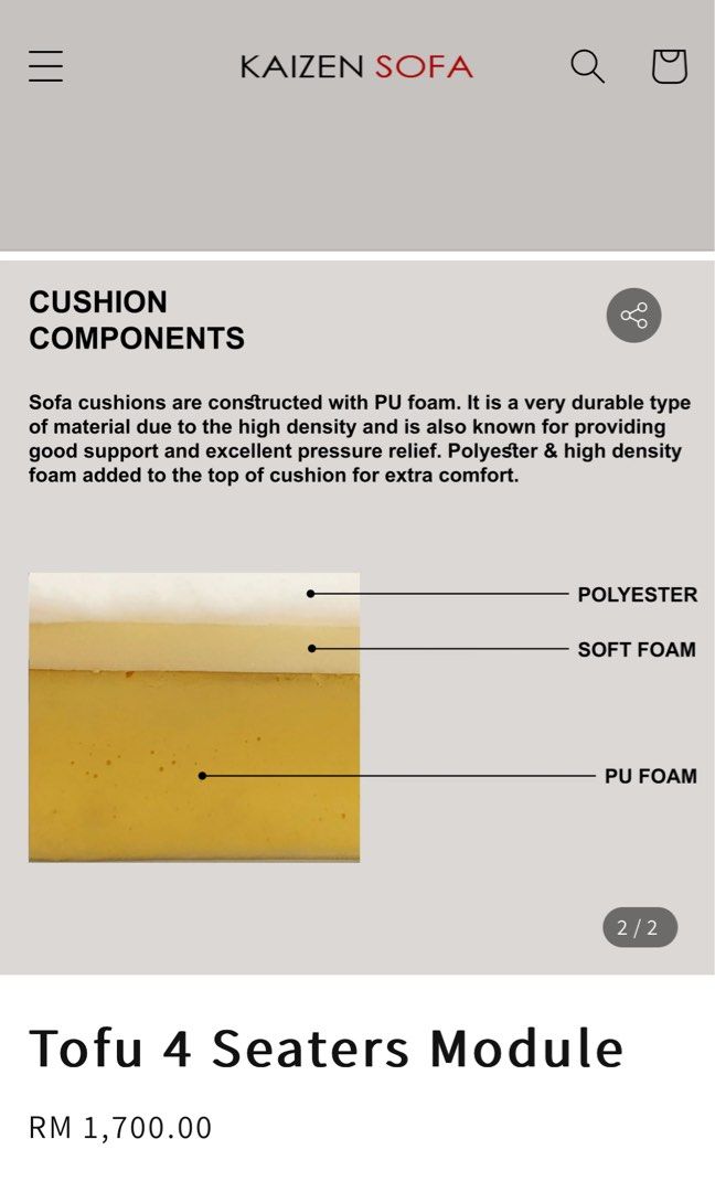 Kaizen tofu sofa, Furniture & Home Living, Furniture, Sofas on Carousell